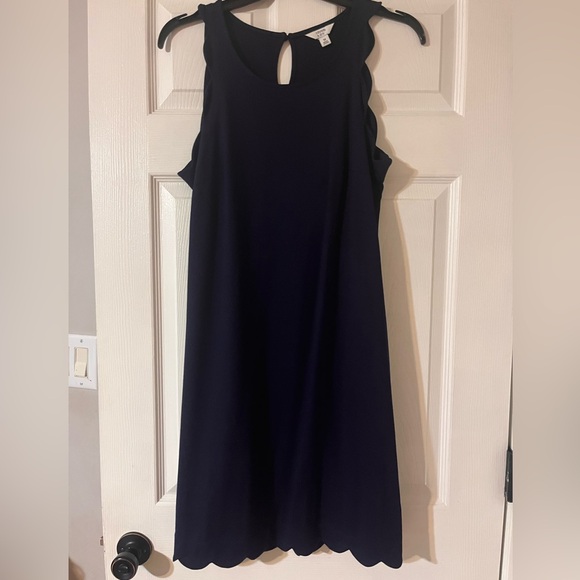 crown & ivy | Dresses | Crown Ivy Navy Scalloped Mini Dress | Poshmark